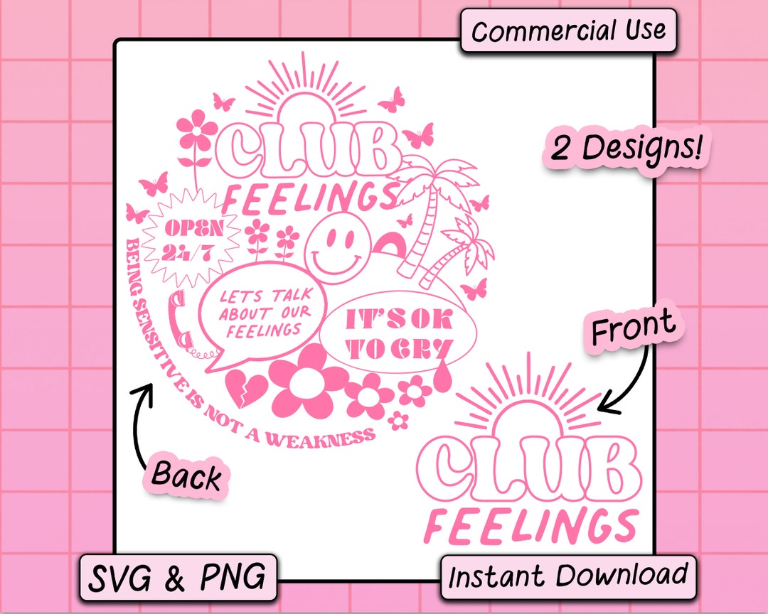 Club Feelings SVG PNG Design, Trendy Digital Download Cut File, Front ...