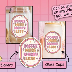 Coffee More Worry Less SVG PNG Design, Trendy Digital Download, Iced ...