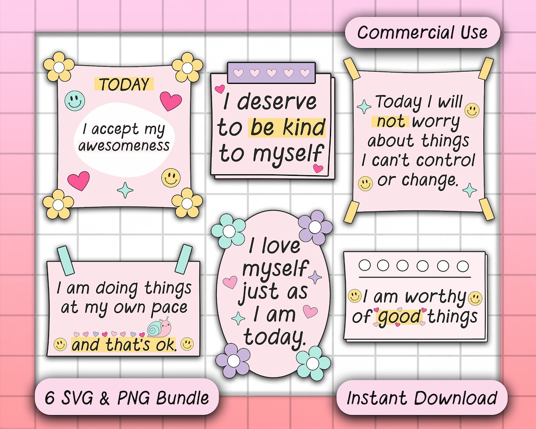 6 SVG PNG Design Bundle Digital Download, Motivational Quotes for ...