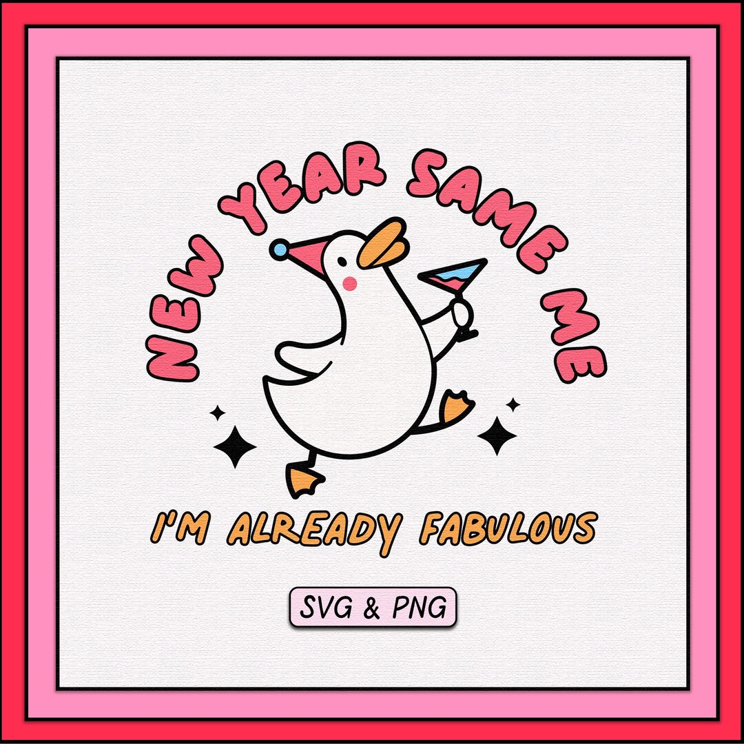New Year Same Me Goose SVG PNG Design, Digital Download, Trendy Cute Goose Svg, Retro Groovy ...