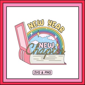 New Year New Chapter SVG PNG Design, Digital Download, Trendy Book ...