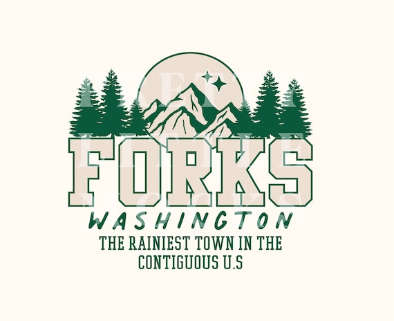 Forks Rainiest Town Trendy PNG and SVG Design Digital - Etsy