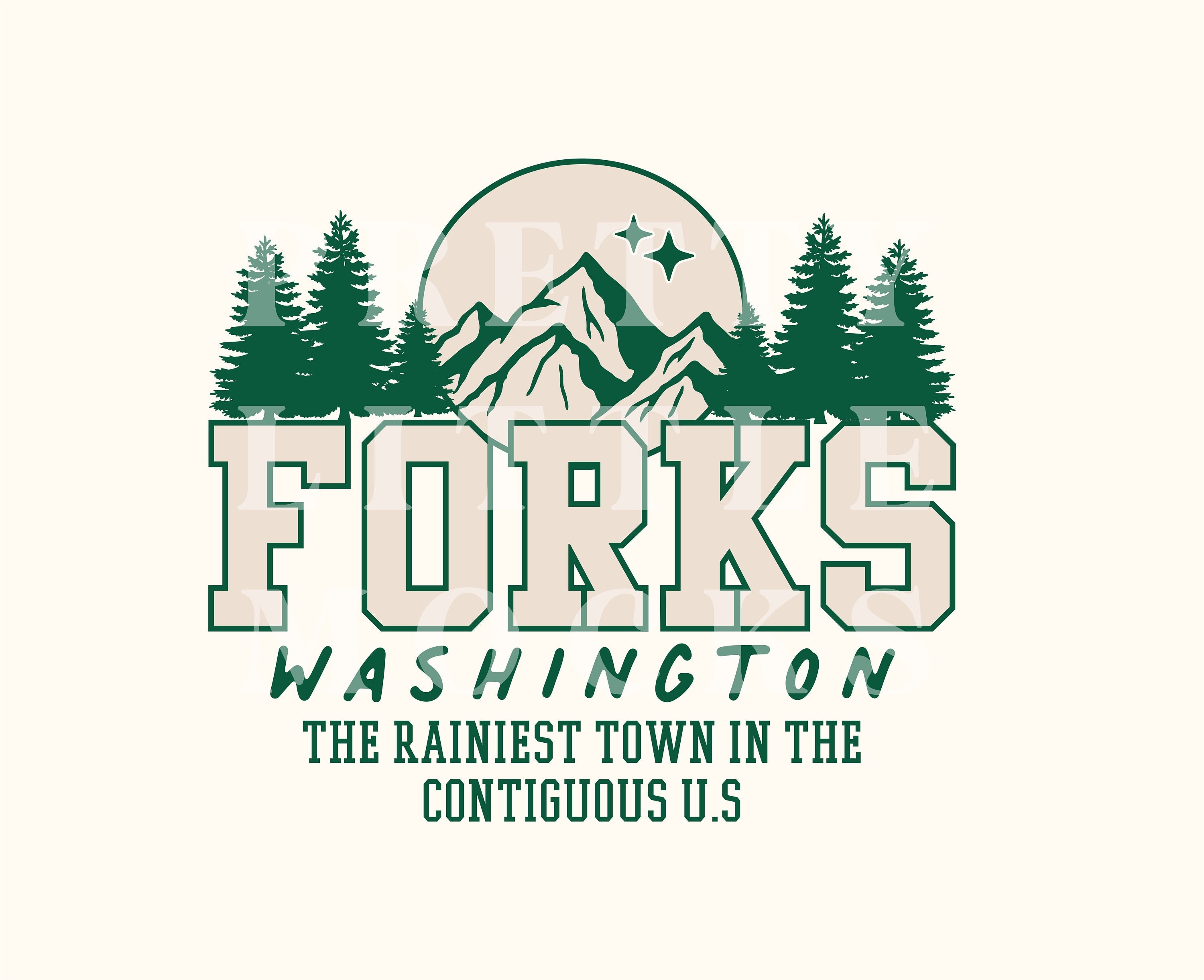 Forks Rainiest Town Trendy PNG and SVG Design Digital - Etsy Canada