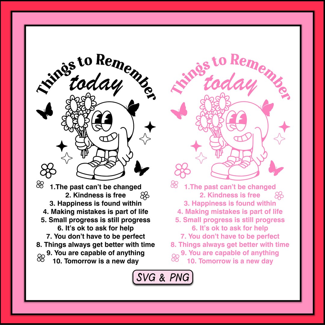 Things to Remember Today SVG PNG Design, Trendy Digital Download Files ...