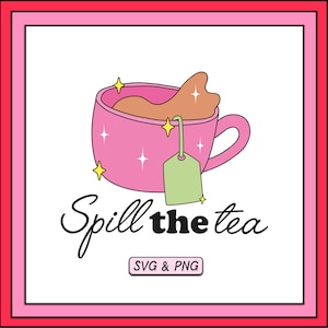 Spill the Tea SVG PNG Design, Trendy Digital Download, Groovy Retro ...