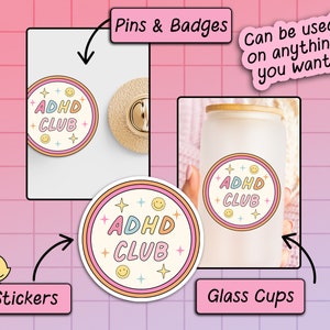 ADHD Club Badge SVG PNG Design, Digital Download, Neurodivergent Svg ...