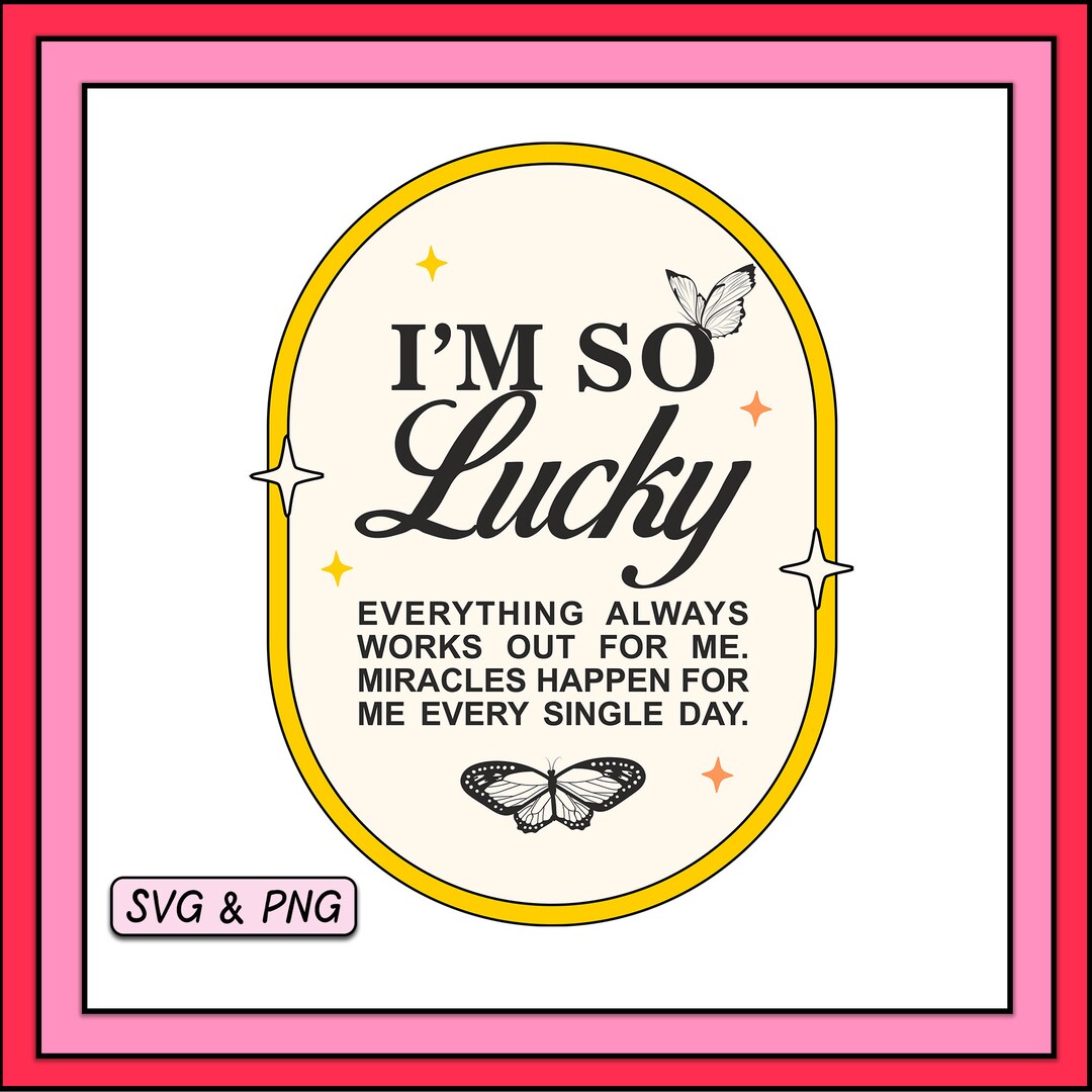 I'm so Lucky Label SVG PNG Design, Trendy Digital Download File ...