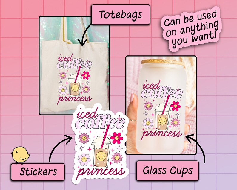 Iced Coffee Princess SVG PNG Design, Trendy Digital Download, Iced ...