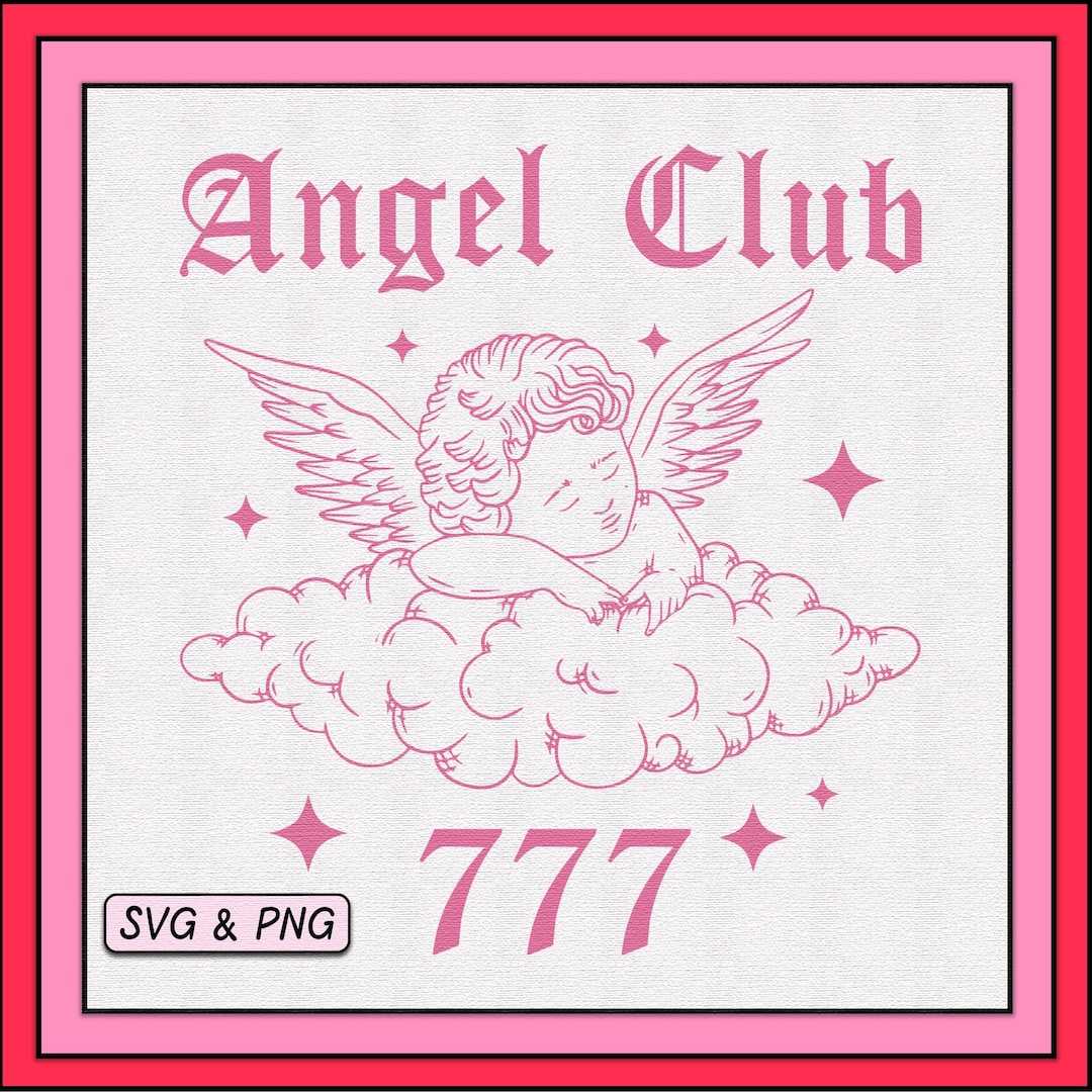 Angel Club 777 Pink SVG PNG Design, Trendy Digital Download ...