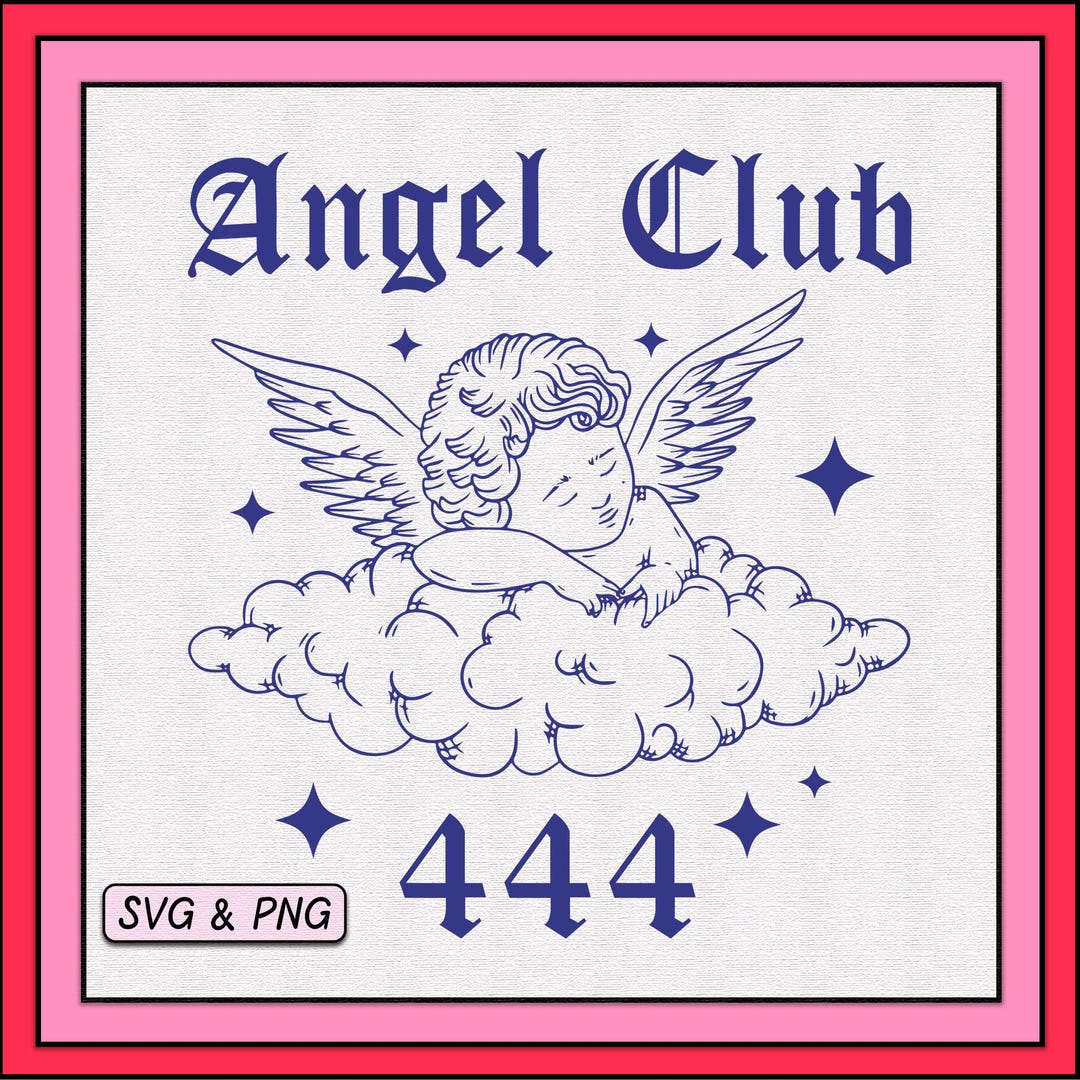 Angel Club 444 Blue SVG PNG Design, Trendy Digital Download ...