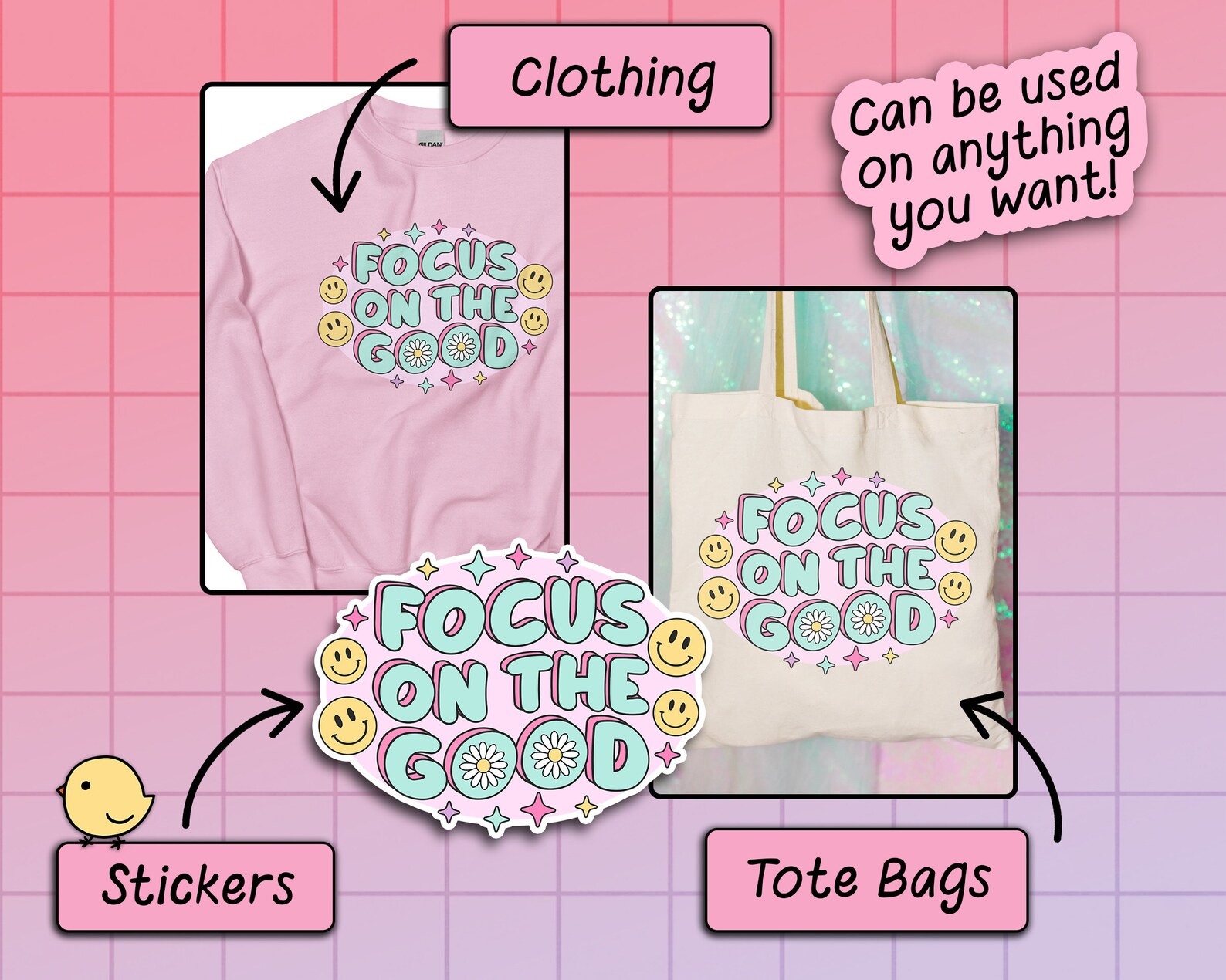Focus on the Good SVG PNG Design, Trendy Digital Download Sublimation ...