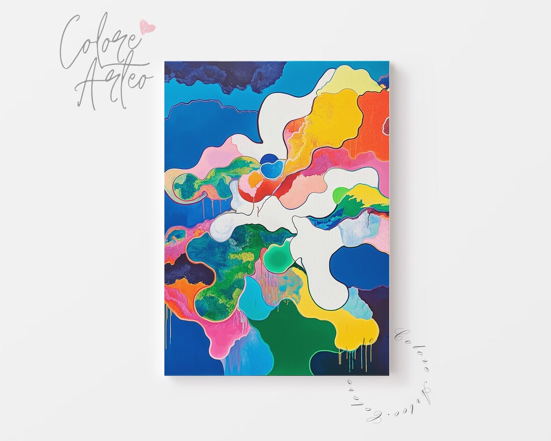 Colorful Abstract Landscape Print - Bold Modern Art, Vibrant Boho Wall ...