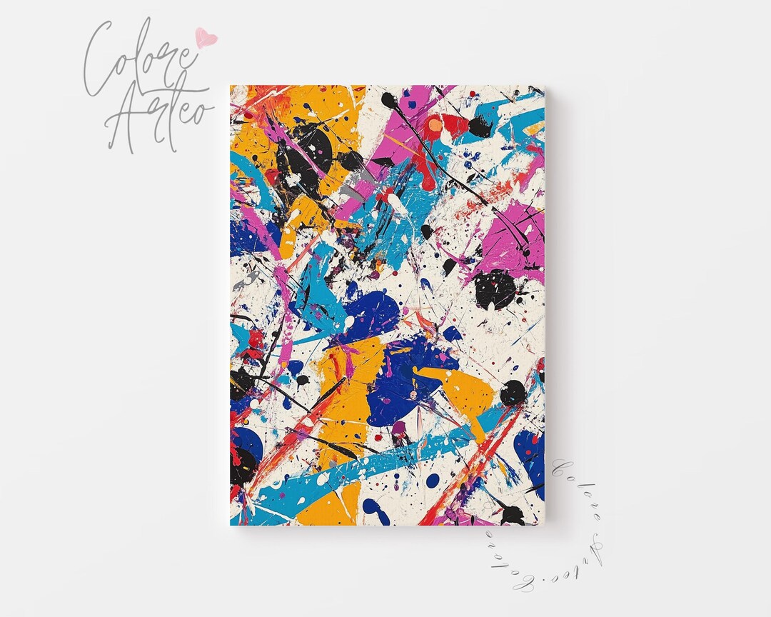 Vibrant Splatter Art Floral Printable - Expressive Abstract Pop Art ...
