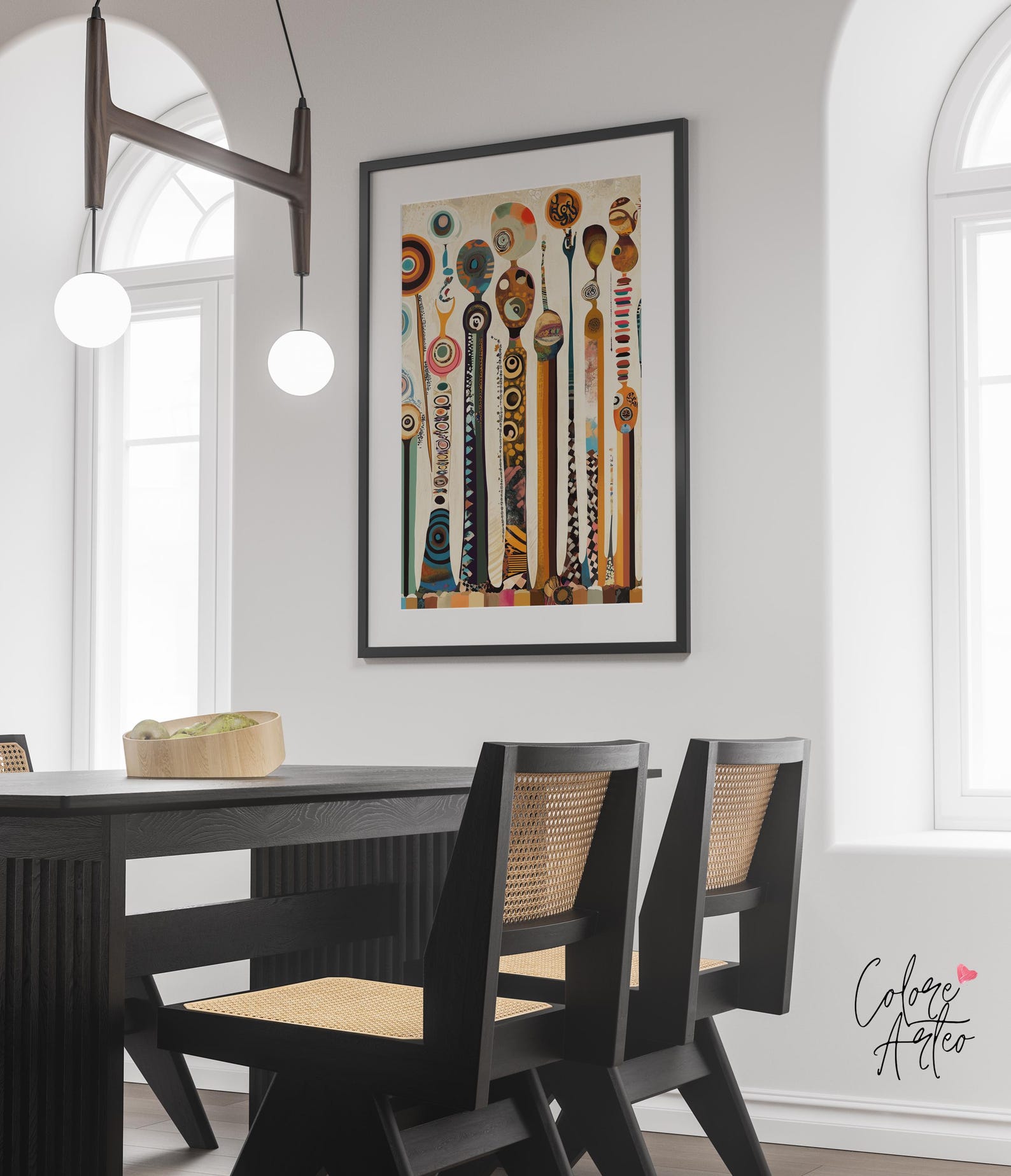 Tall Abstract Figures in Evolution Print - Moody Surreal Art, Vintage ...