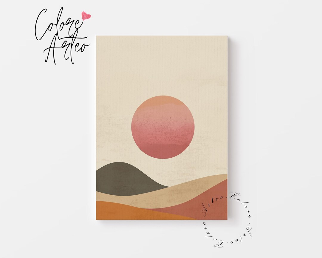 Minimalist Sunset Landscape Printable - Modern Neutral Wall Art, Boho ...