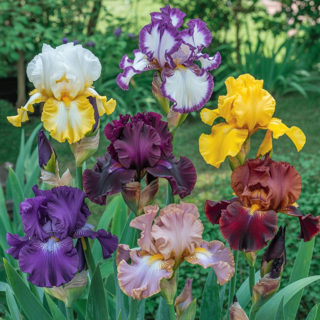 Bearded Iris (3-pack Rhizomes) Mixed Reblooming Random Varieties ...