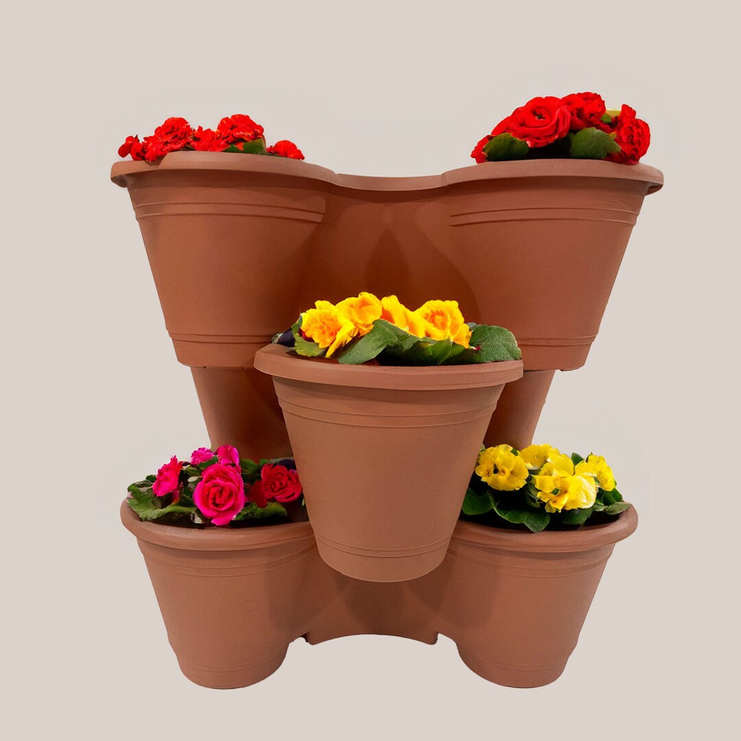 Stackable 3-tier Planters (3 Levels/9 Pots), Large, Plants or ...