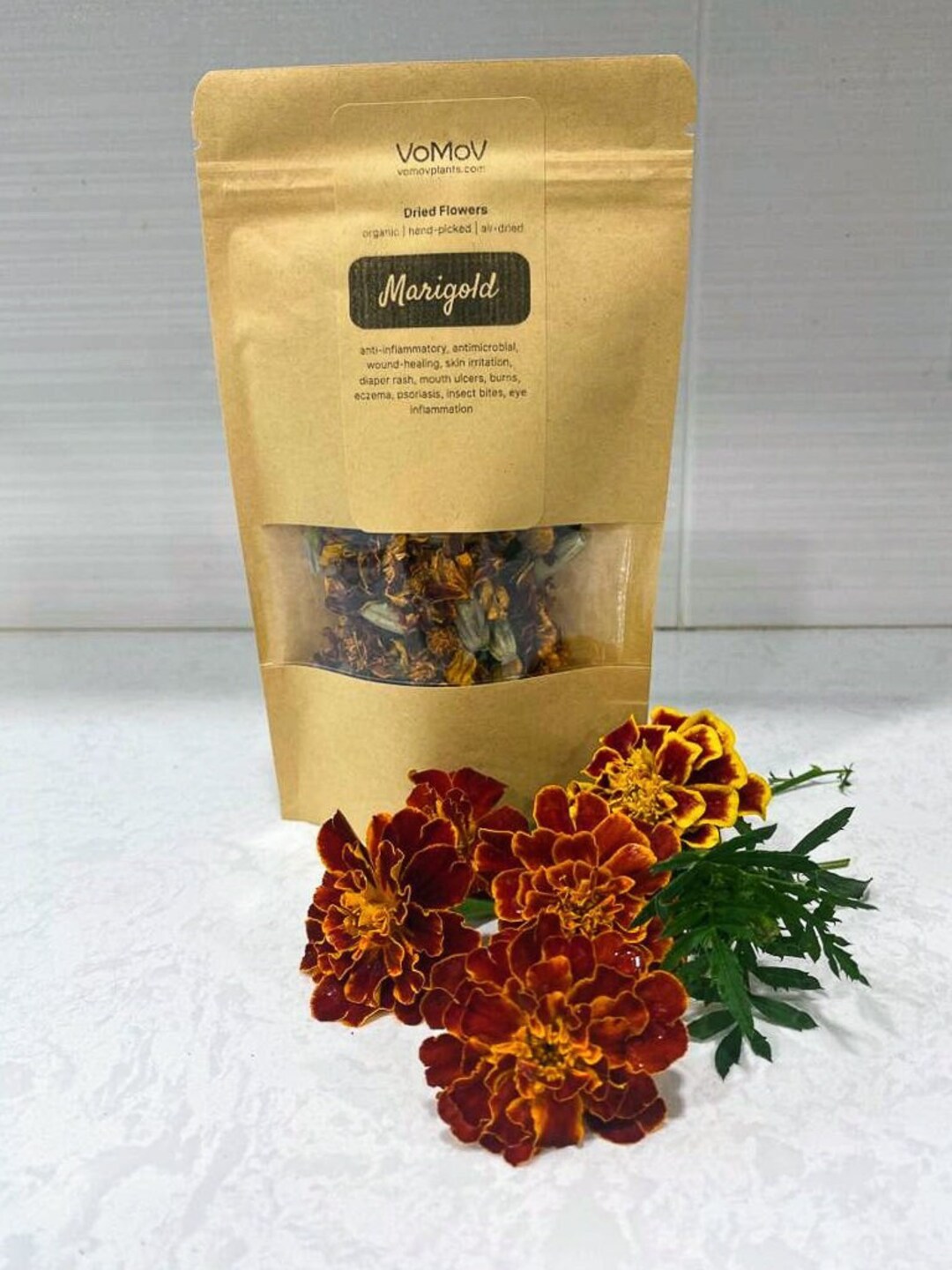 Organic Marigold Flowers Dried Cut, 100% Premium, Home-grown, No GMO ...