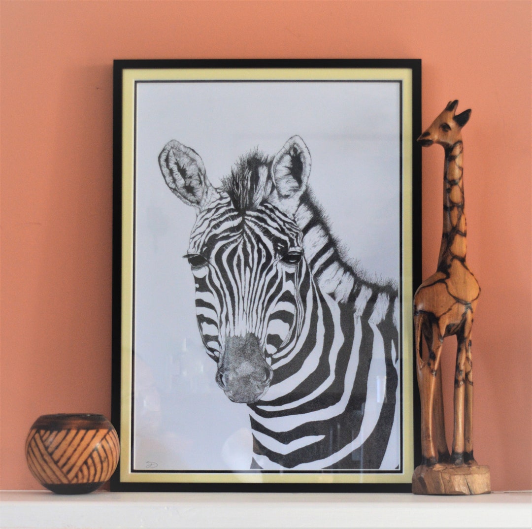Zebra Pointillism Art Print - Etsy