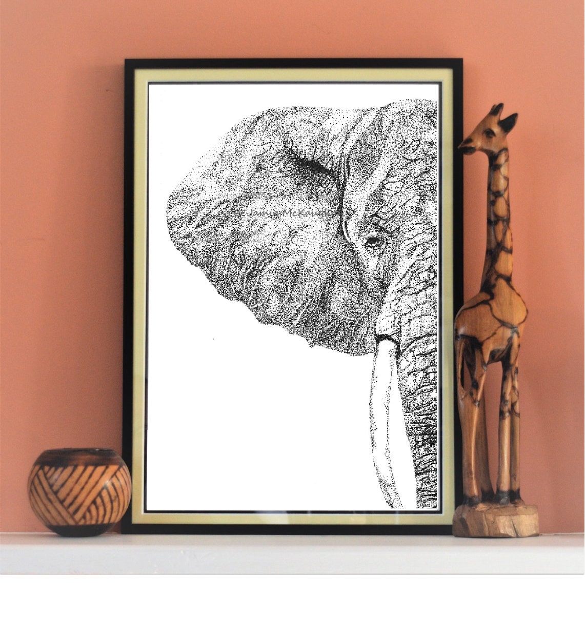 Elephant Pointillist Stippled Dotwork Ink Drawing Art Print - Etsy UK