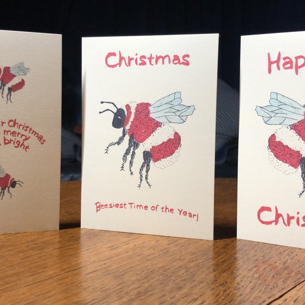 Bee Christmas Card - Etsy UK