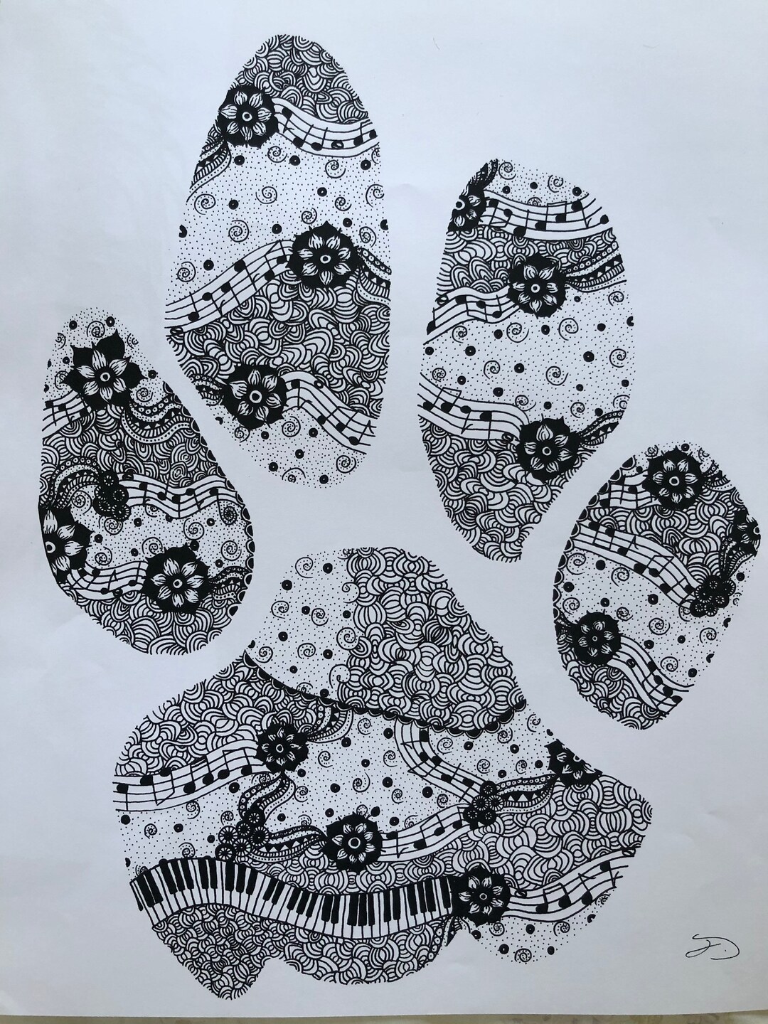 Abstract Paw Ink Drawing Art Print - Etsy