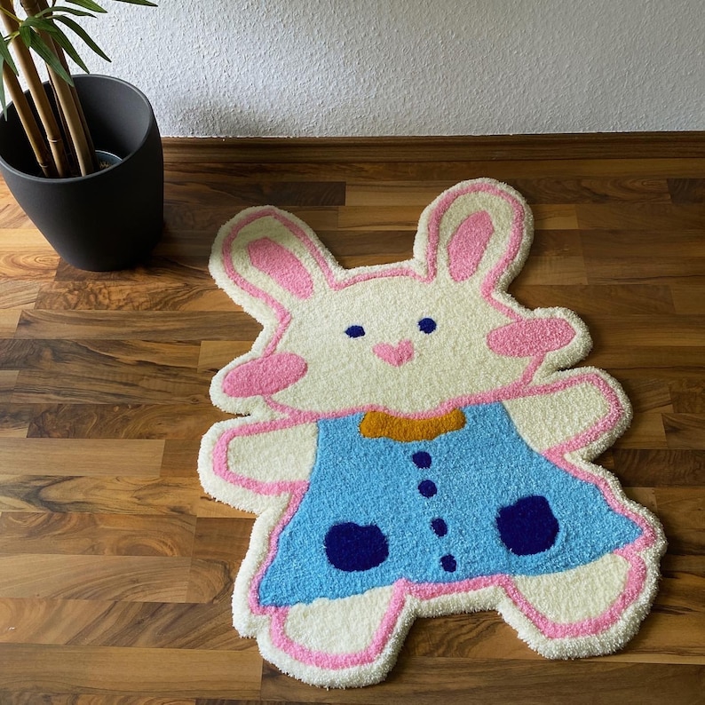 Cute Bunny in a Dress Carpet Bunny Rabbit Rug Cream White - Etsy
