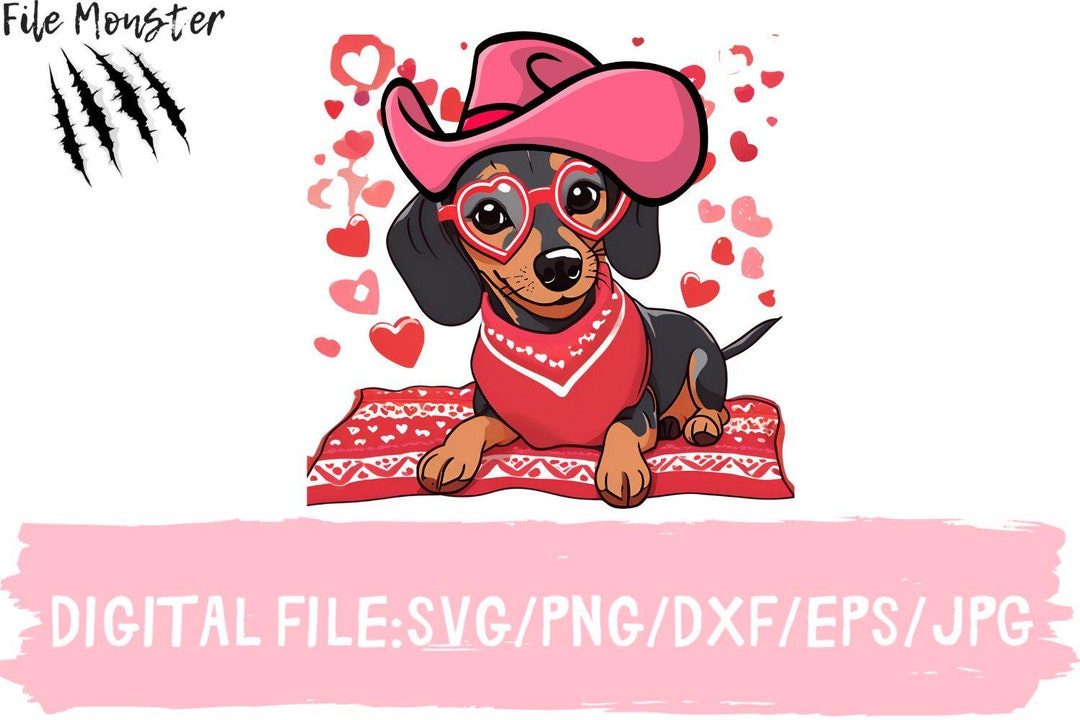 Valentine Dachshund Dog PNG, Sausage Dog Png, Valentine's Day Dog Mom ...