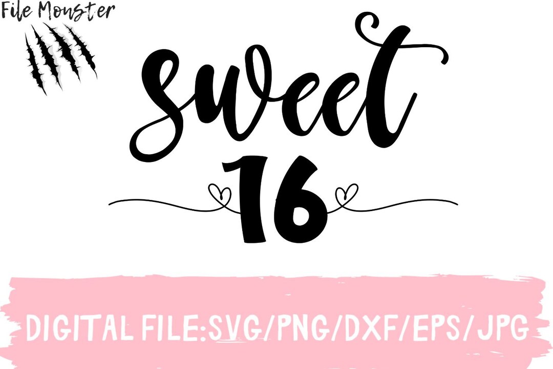 Sweet 16 Svg Sweet 16 Pdf Birthday Cake 16th Birthday Png - Etsy
