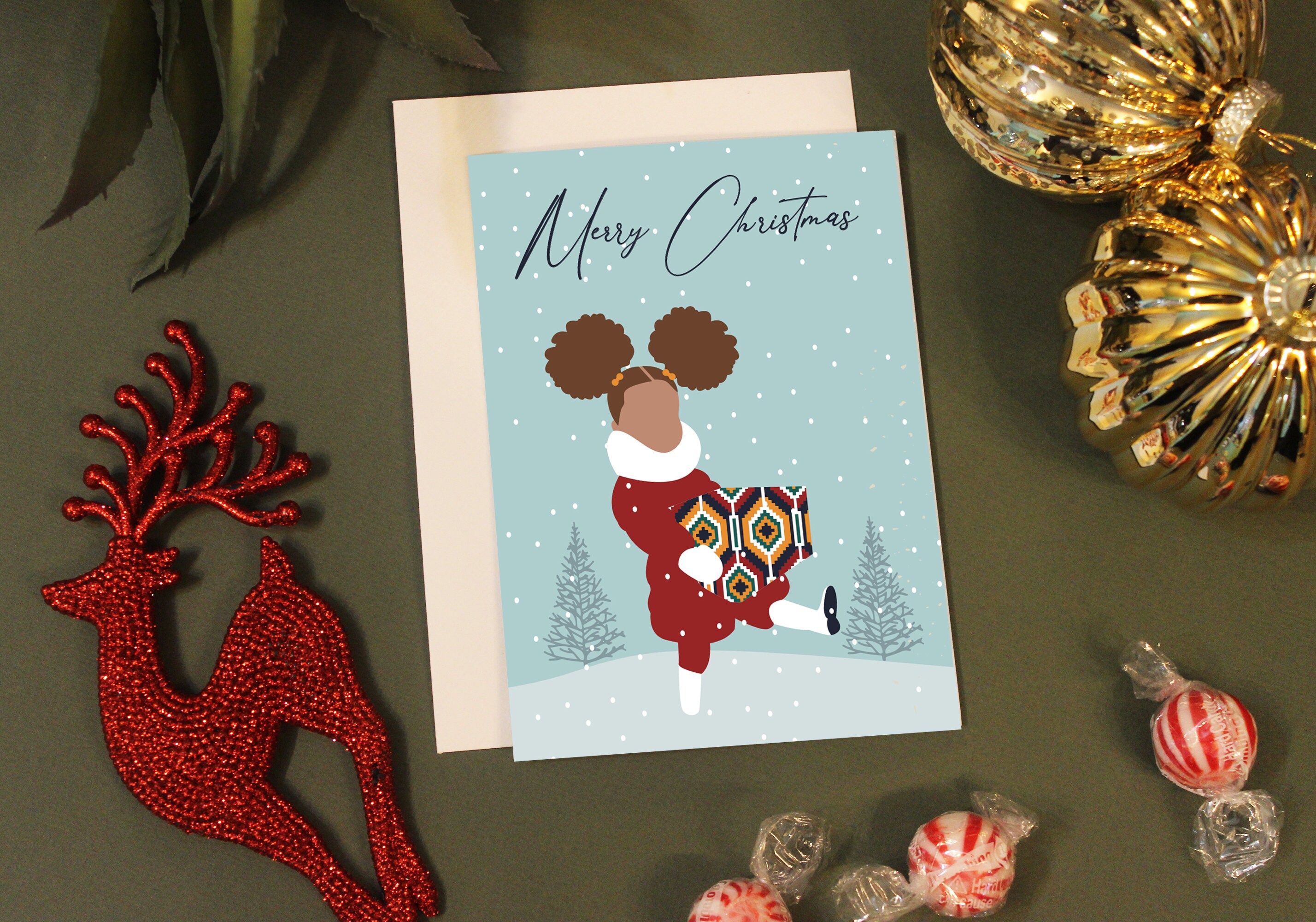 Multicultural Black Family Christmas Card Pack, Winter Greeting Cards ...