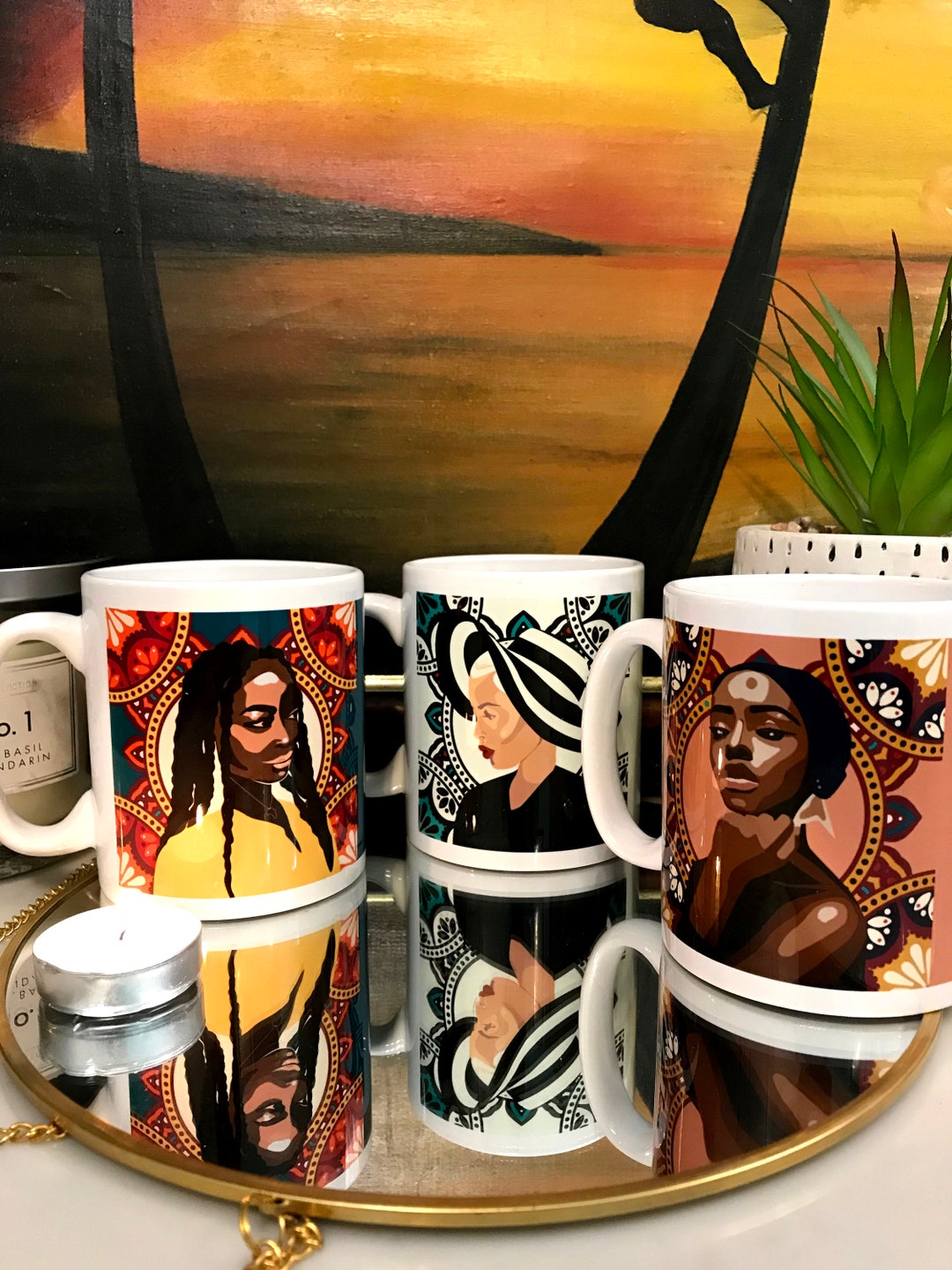 Black Women Mugs Set - Etsy
