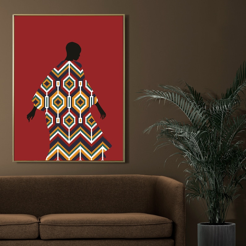 Sanaa III Kente Woman Red African Art Kente Inspired Print - Etsy