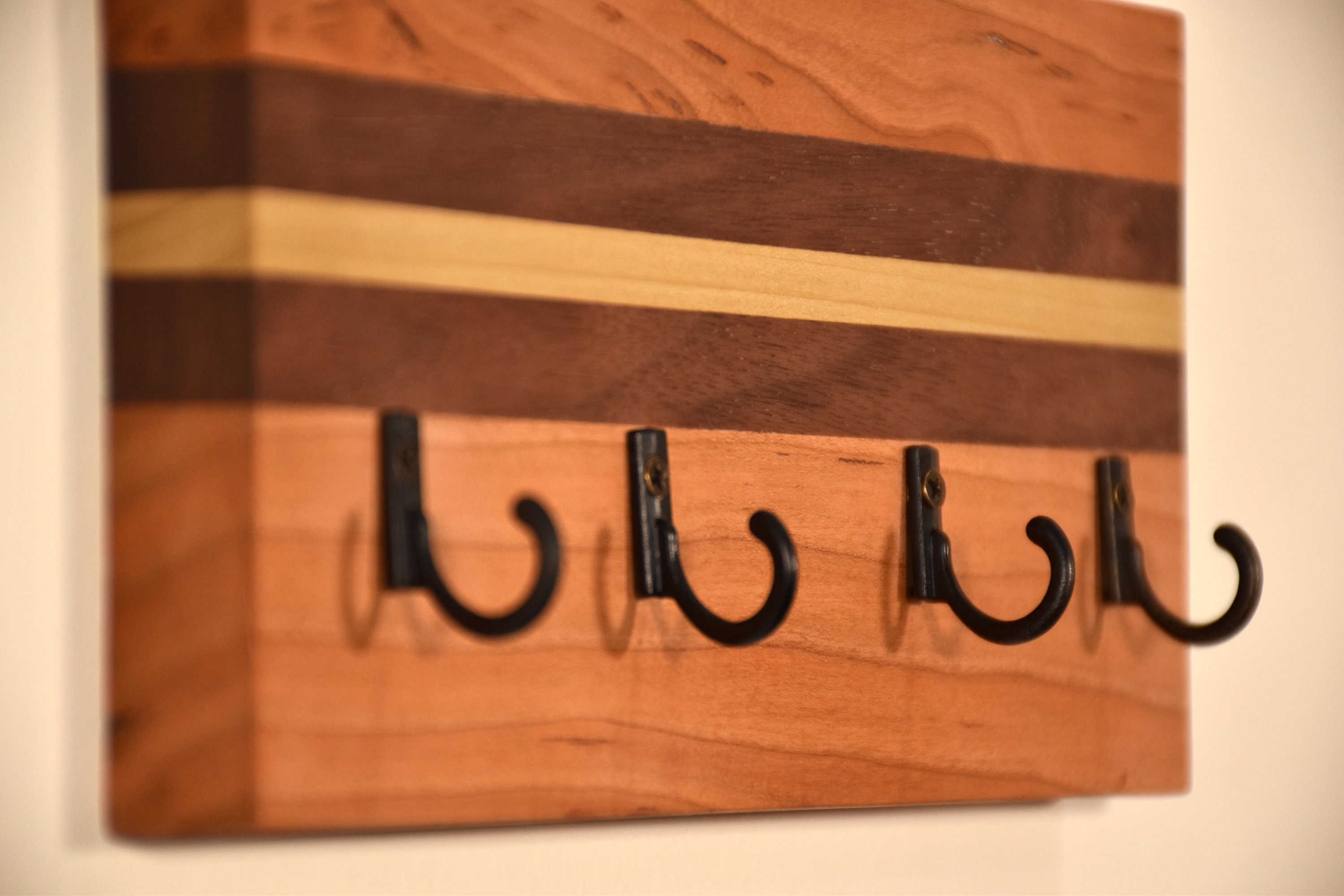 Solid Wood Key Holder - Wood Entranceway Key Holder - Key Hanger- Small ...