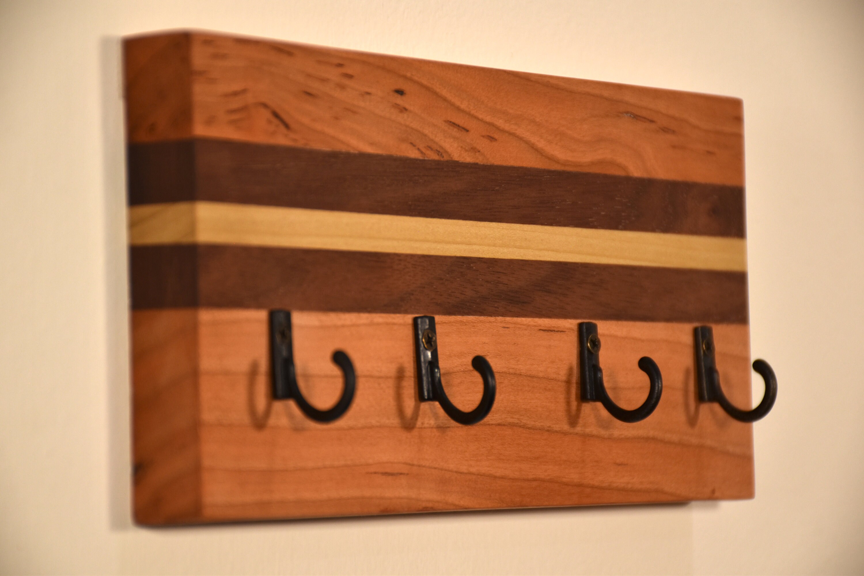 Solid Wood Key Holder - Wood Entranceway Key Holder - Key Hanger- Small ...