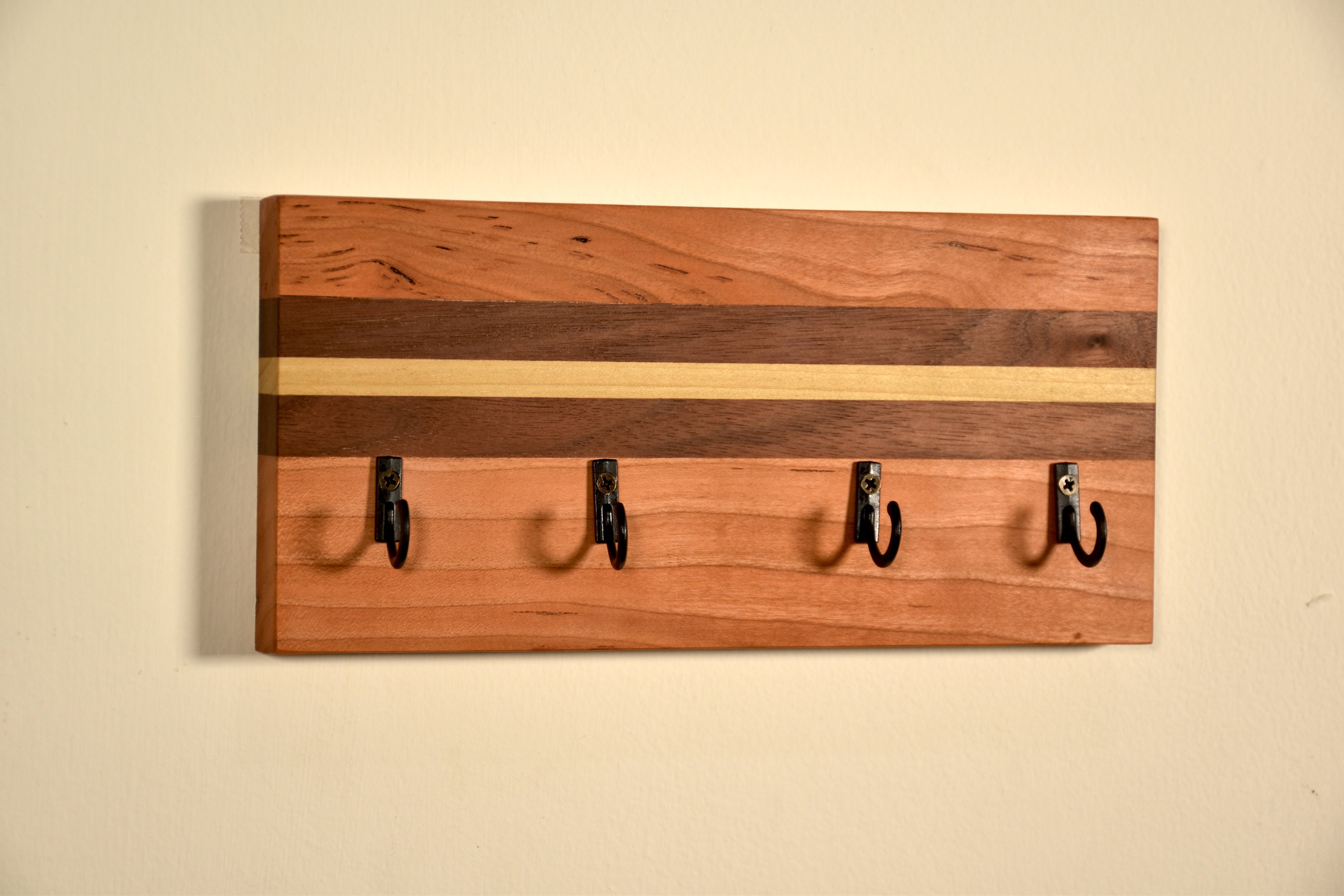 Solid Wood Key Holder - Wood Entranceway Key Holder - Key Hanger- Small ...