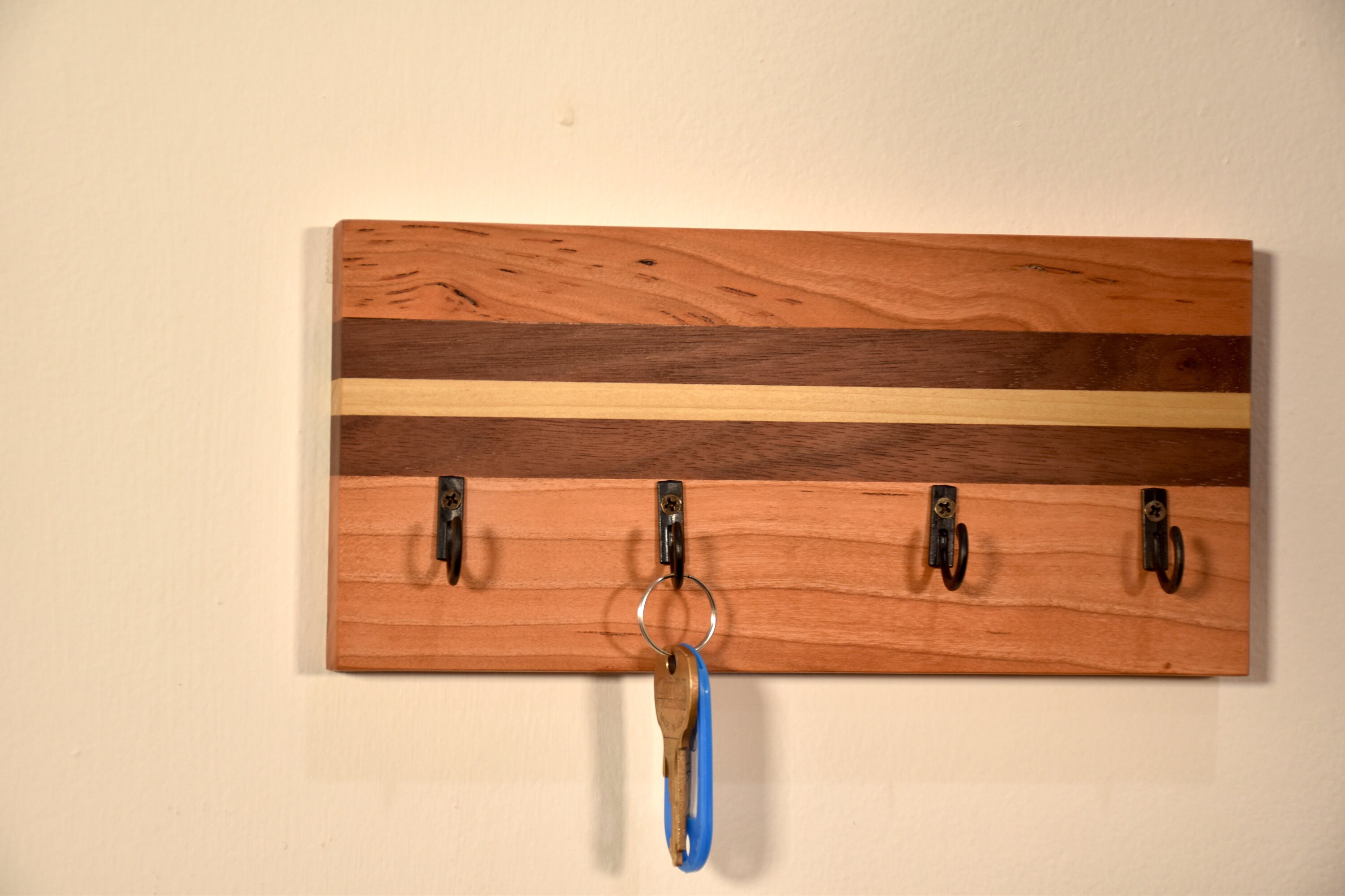 Solid Wood Key Holder - Wood Entranceway Key Holder - Key Hanger- Small ...