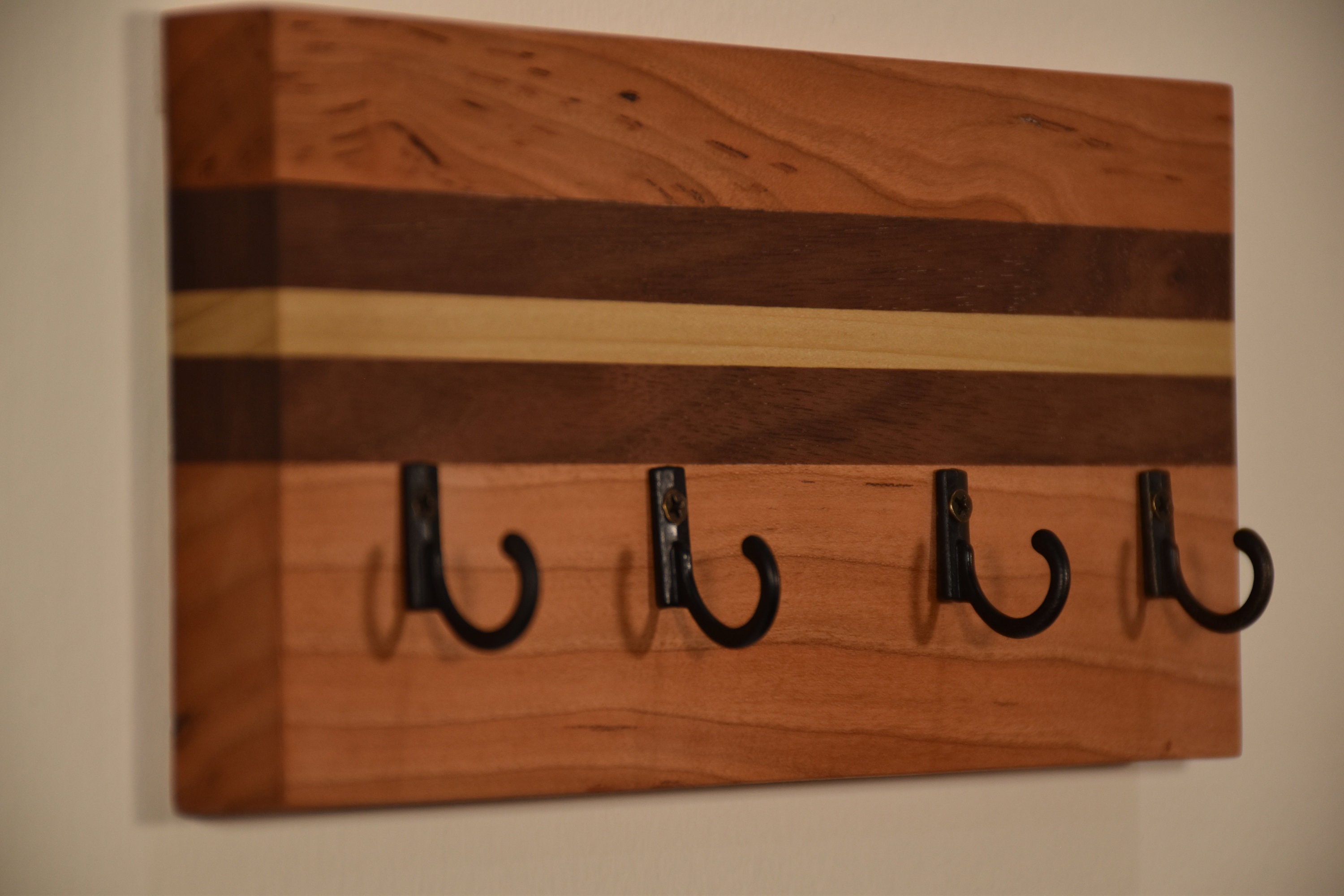 Solid Wood Key Holder - Wood Entranceway Key Holder - Key Hanger- Small ...