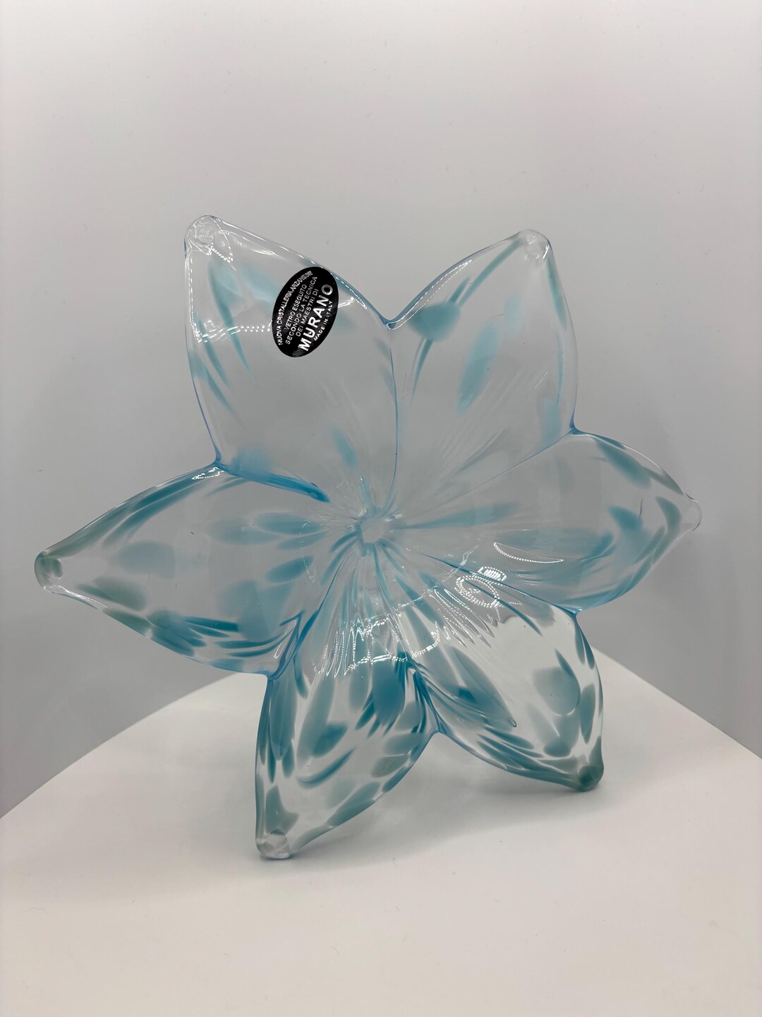 Murano Glass Flower, in a Beautiful Shade of Baby Blue With Clear Glass ...