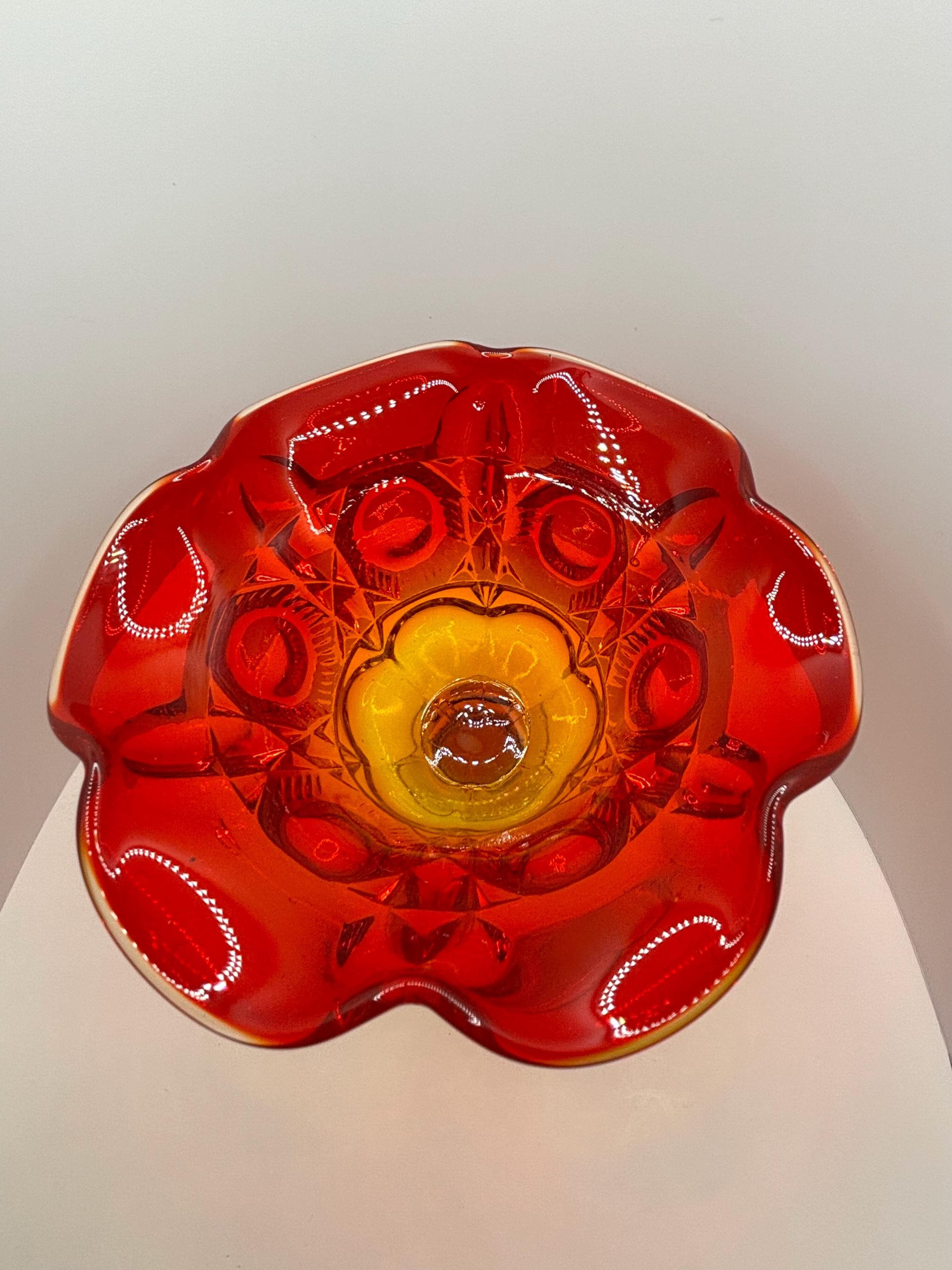 Vintage L.E. Smith Amberina Glass Compote - Etsy