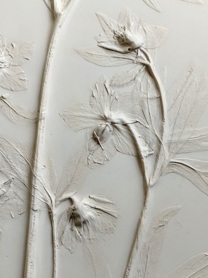 Botanical Bas-relief Plaster Decor Large Relief Art Plaster Flowers ...