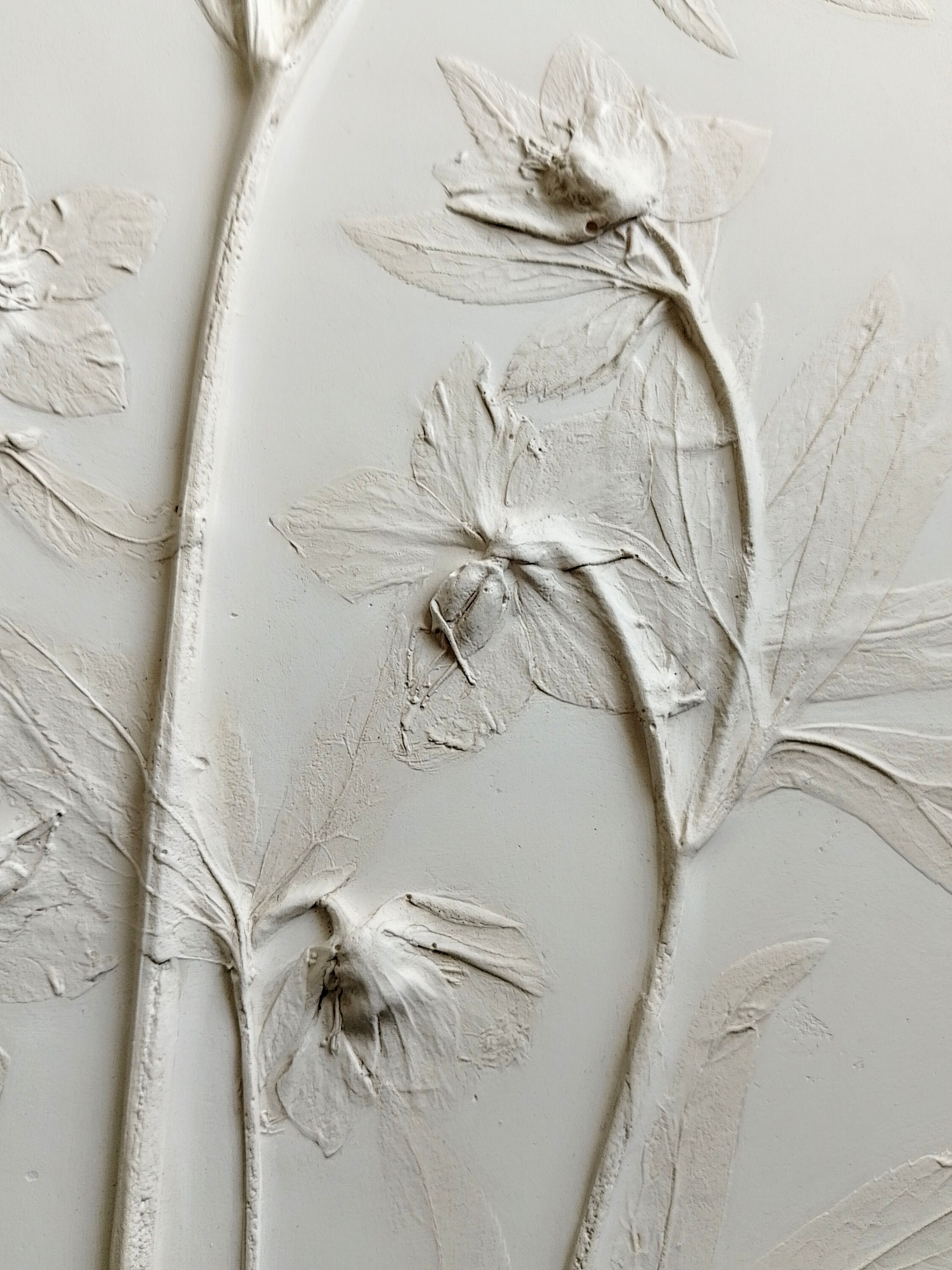 Botanical Bas-relief Plaster Decor Large Relief Art Plaster Flowers ...