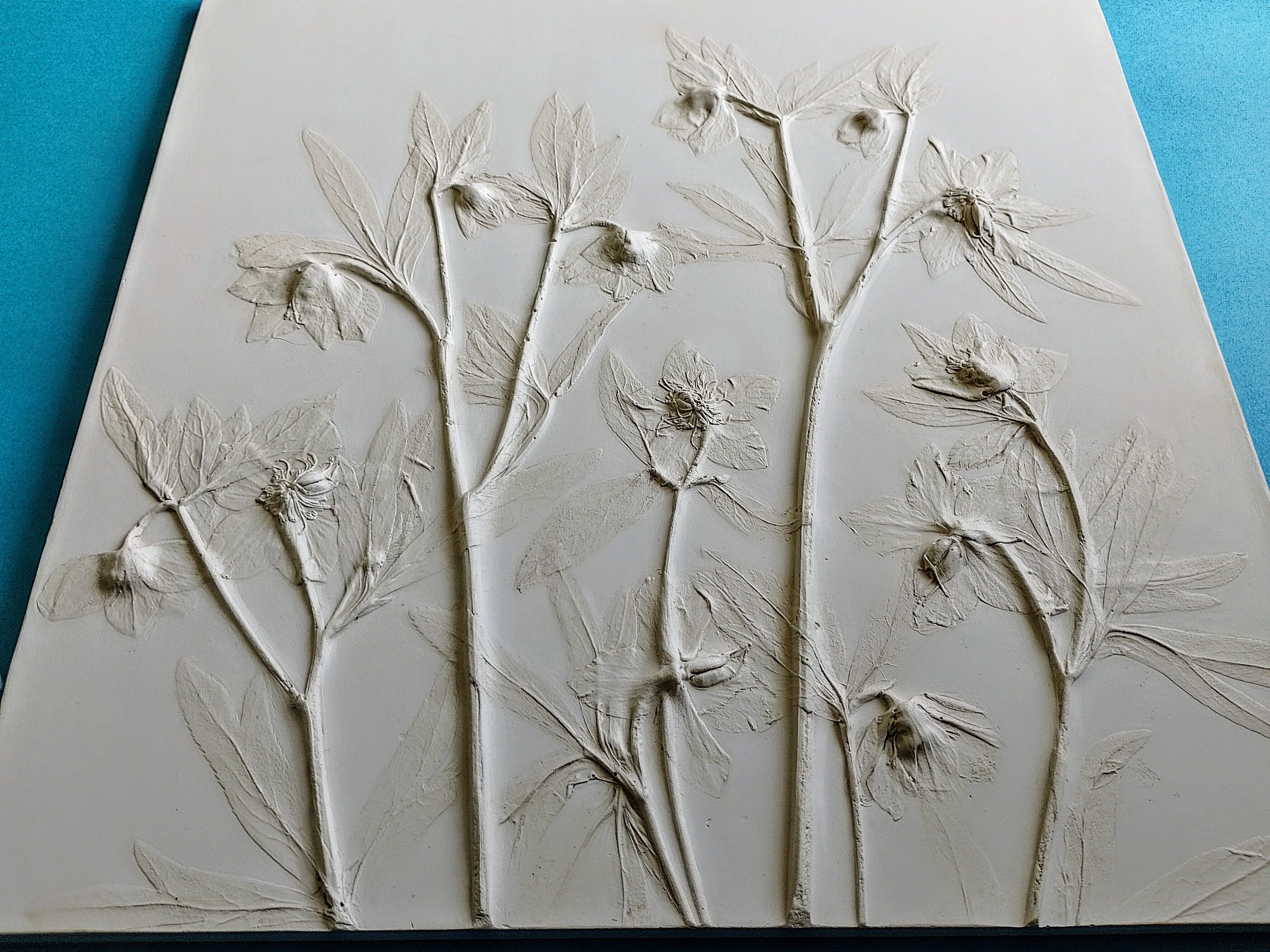 Botanical Bas-relief Plaster Decor Large Relief Art Plaster Flowers ...