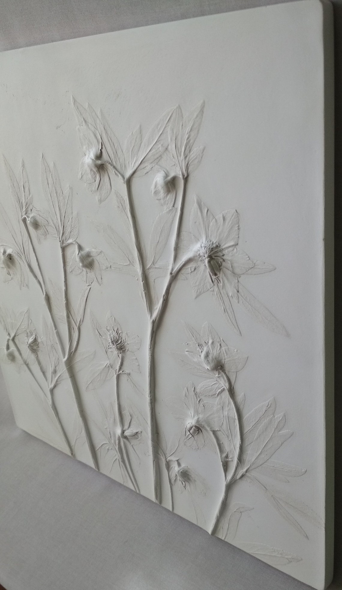 Botanical bas-relief Plaster decor Large relief art Plaster | Etsy