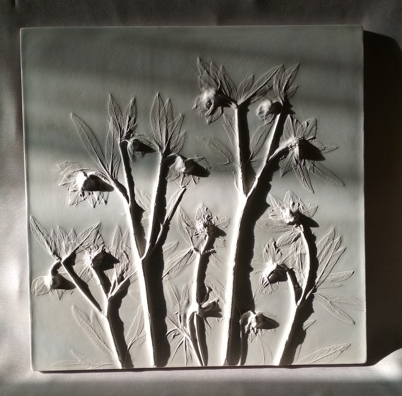 Botanical bas-relief Plaster decor Large relief art Plaster | Etsy