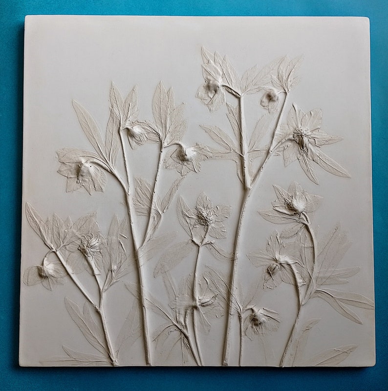 Botanical Bas-relief Plaster Decor Large Relief Art Plaster Flowers ...