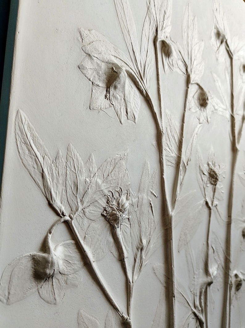 Botanical Bas-relief Plaster Decor Large Relief Art Plaster Flowers ...