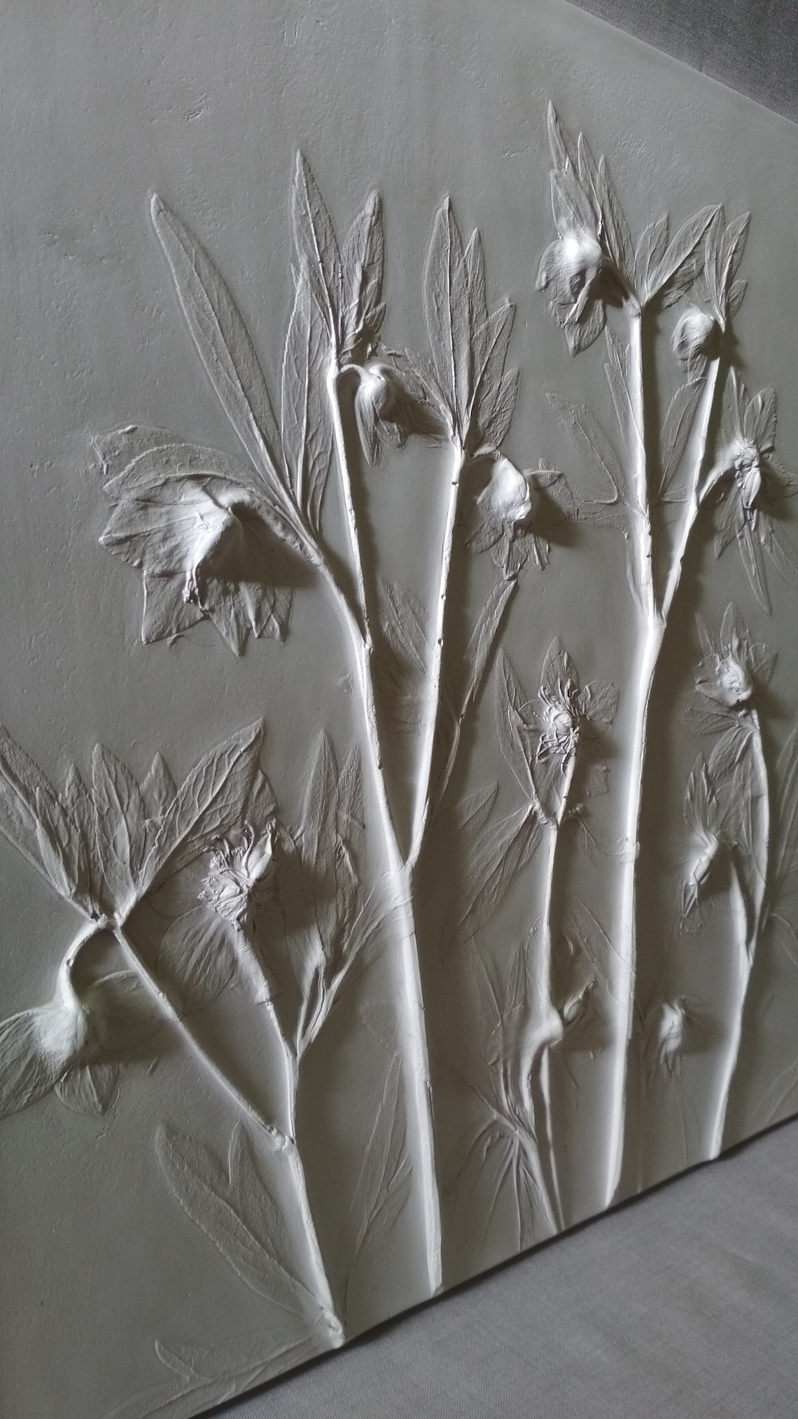 Botanical bas-relief Plaster decor Large relief art Plaster | Etsy