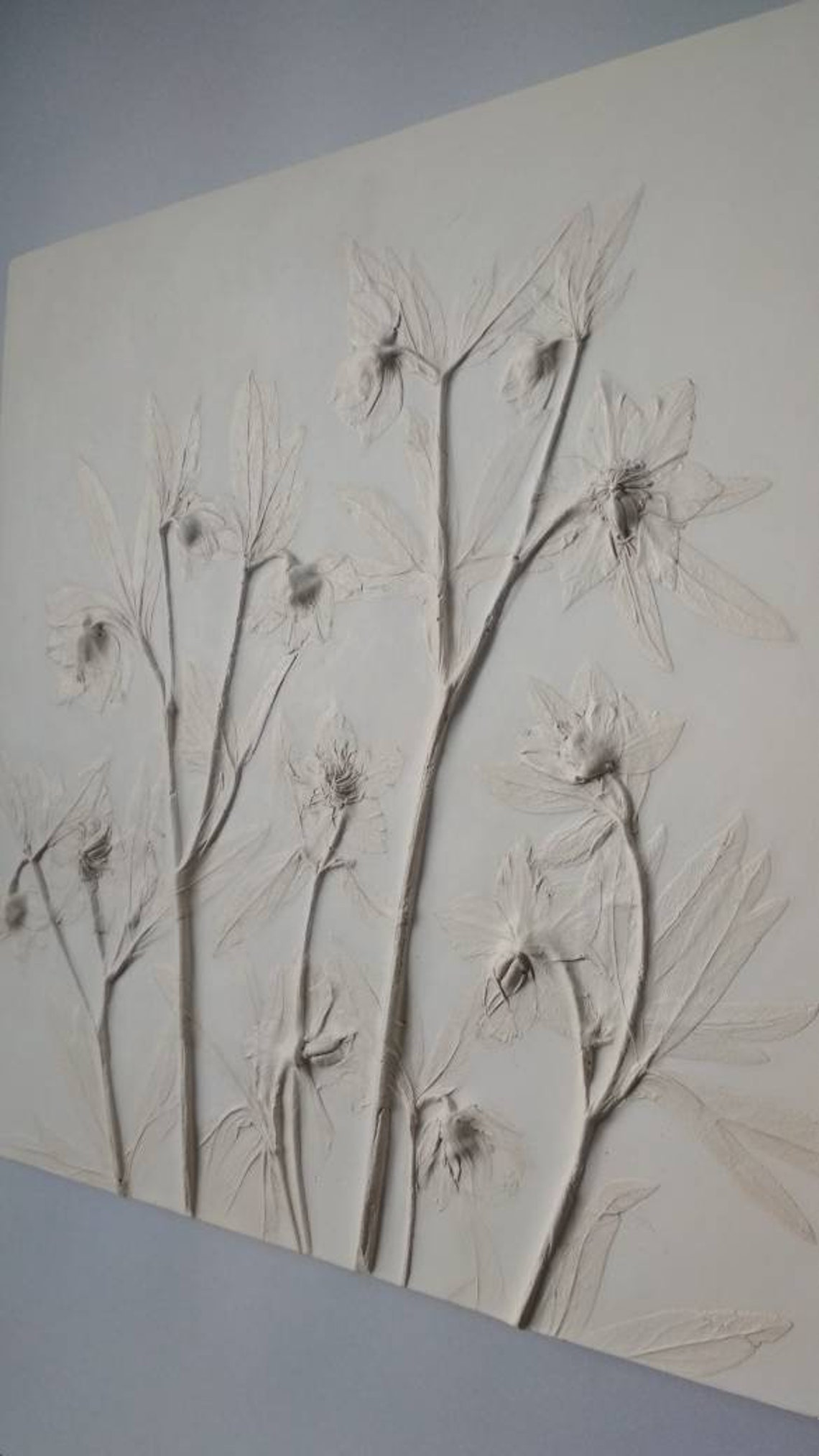 Botanical Bas-relief Plaster Decor Large Relief Art Plaster - Etsy