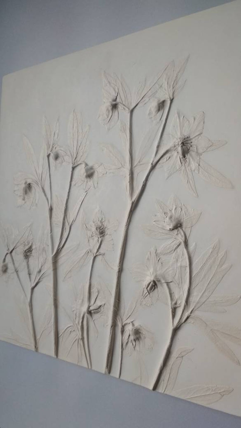 Botanical Bas-relief Plaster Decor Large Relief Art Plaster - Etsy