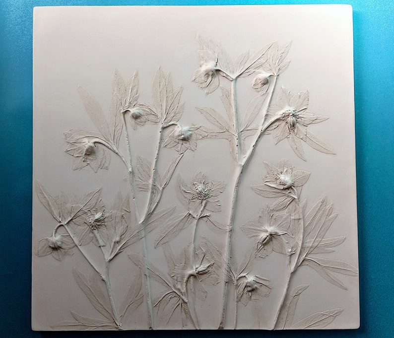 Botanical Bas-relief Plaster Decor Large Relief Art Plaster Flowers ...